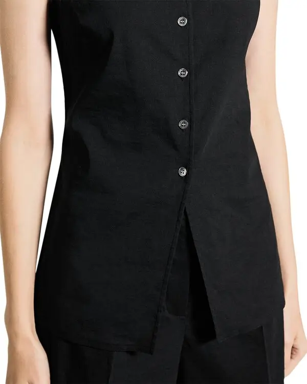 Theory Sleeveless Linen-blend Top - Black