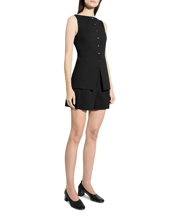 Theory Sleeveless Linen-blend Top - Black