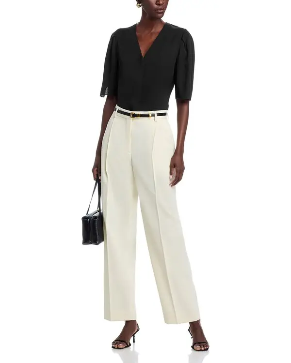 Theory Round Sleeved Silk Top - Black