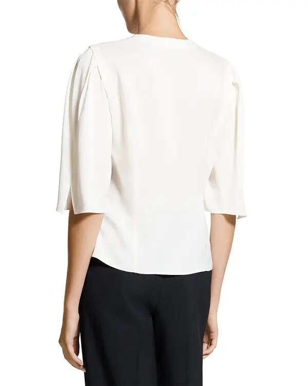 Theory Round Sleeved Silk Top