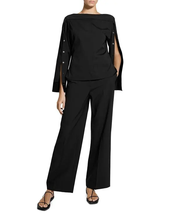 Theory Open Sleeved Boat Neck Top