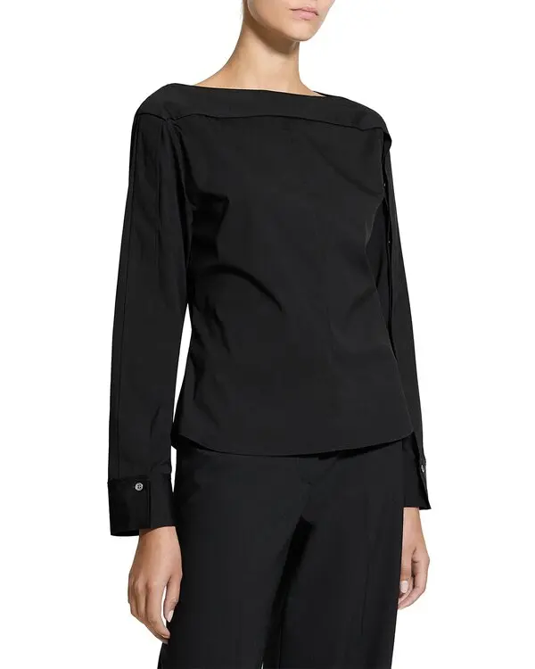 Theory Open Sleeved Boat Neck Top