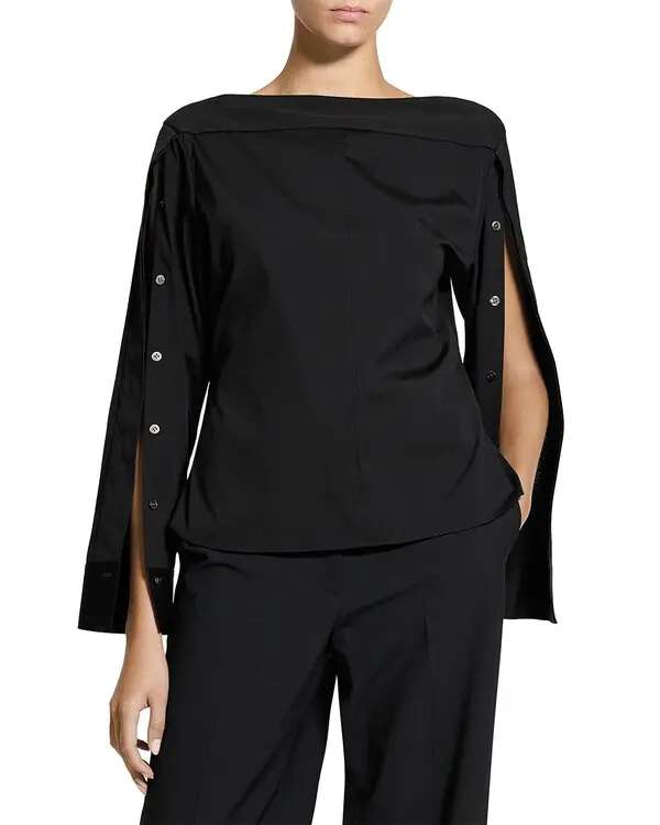 Theory Open Sleeved Boat Neck Top