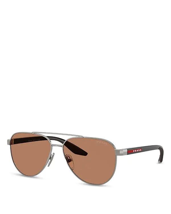 Prada Sport Linea Rossa Aviator Sunglasses, 58mm - Gunmetal
