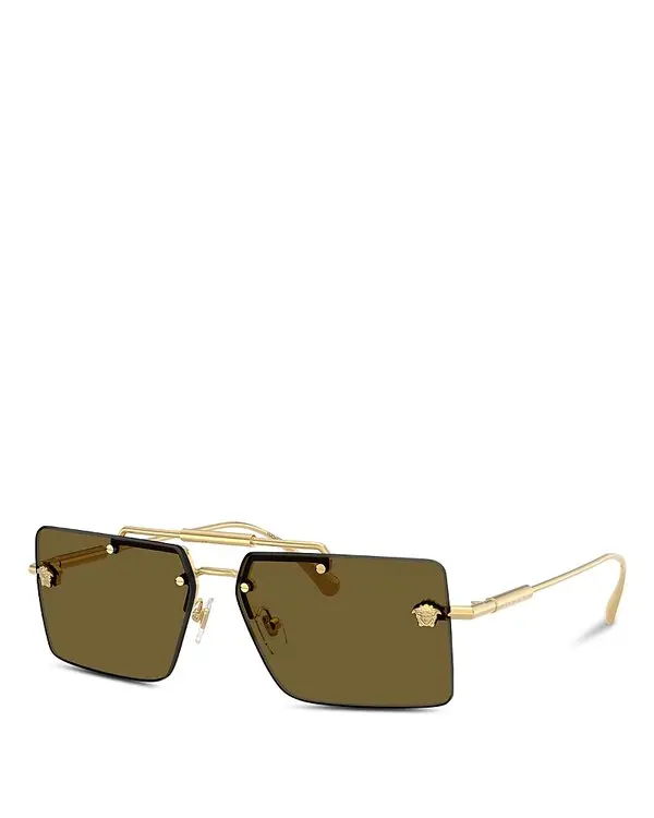 Versace Rectangular Sunglasses, 60mm - Gold