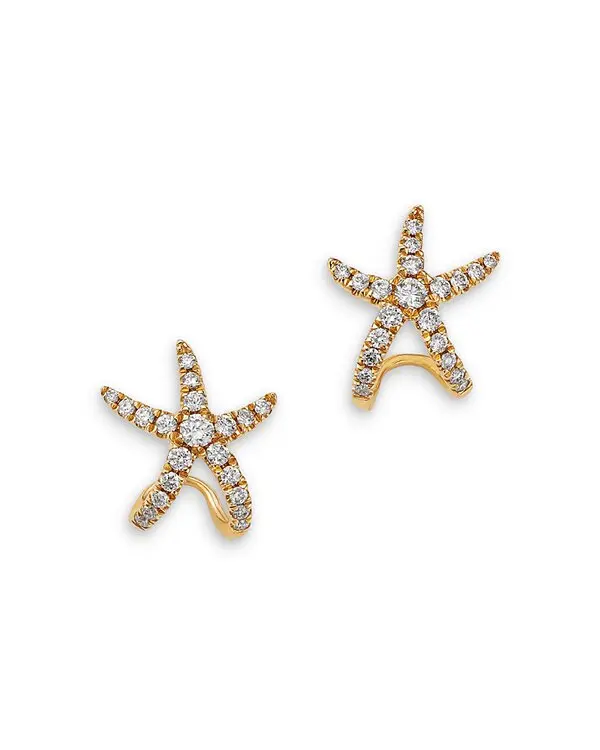 Bloomingdale'S Diamond Starfish Stud Earrings In 14k Yellow 0.37 Tcw - Gold
