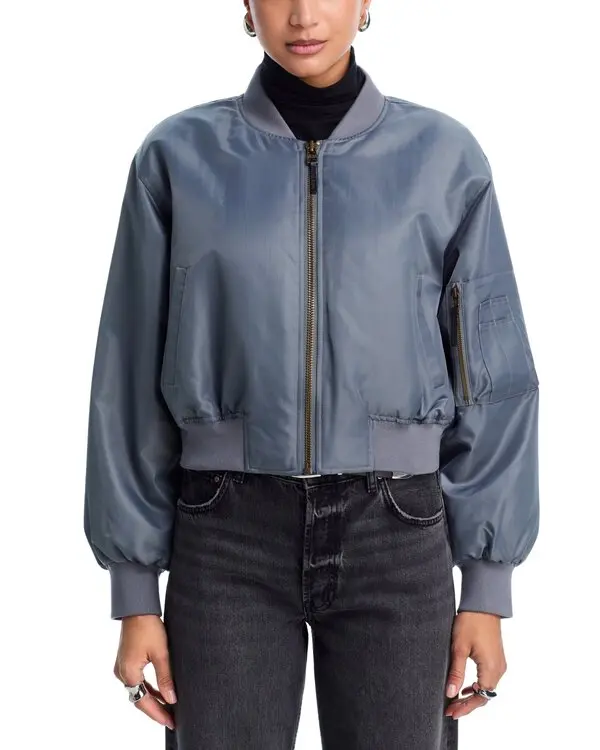 ANINE BING Leon Cropped Bomber Jacket - Dark Grey