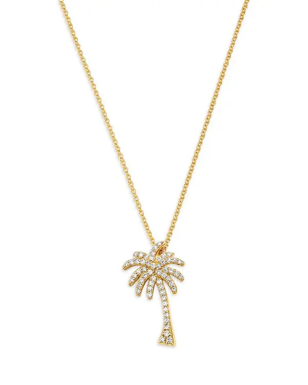 Bloomingdale'S Diamond Palm Tree Pendant Necklace In 14k Yellow 0.25 Tcw - Gold