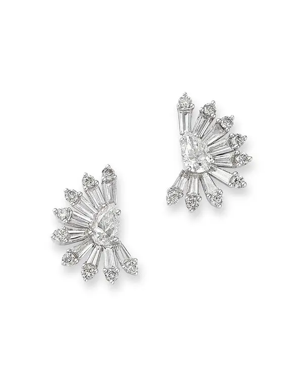 Bloomingdale'S Diamond Mixed Cut Stud Earrings In 14k 1.45 Tcw - White Gold