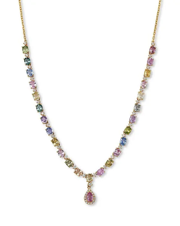 Bloomingdale'S Rainbow Sapphire & Diamond Lariat Necklace In 14k Yellow 18 - Gold