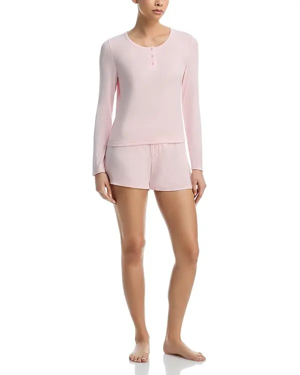 Honeydew Intimates Blissful Long Sleeve Henley Shortie Pajama Set - Flora