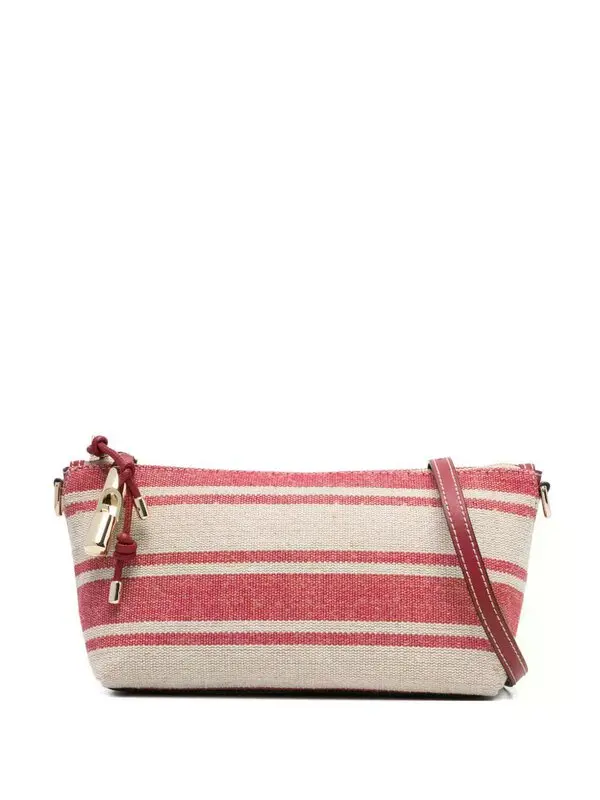 Furla Striped Shoulder Bag With Padlock Detail - Red