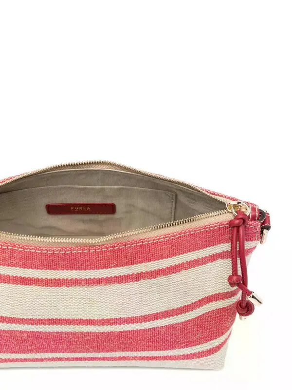 Furla Striped Shoulder Bag With Padlock Detail - Red