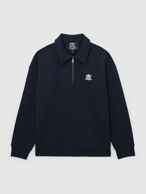 REISS Avi Monogram Relaxed Half-zip Sweatshirt