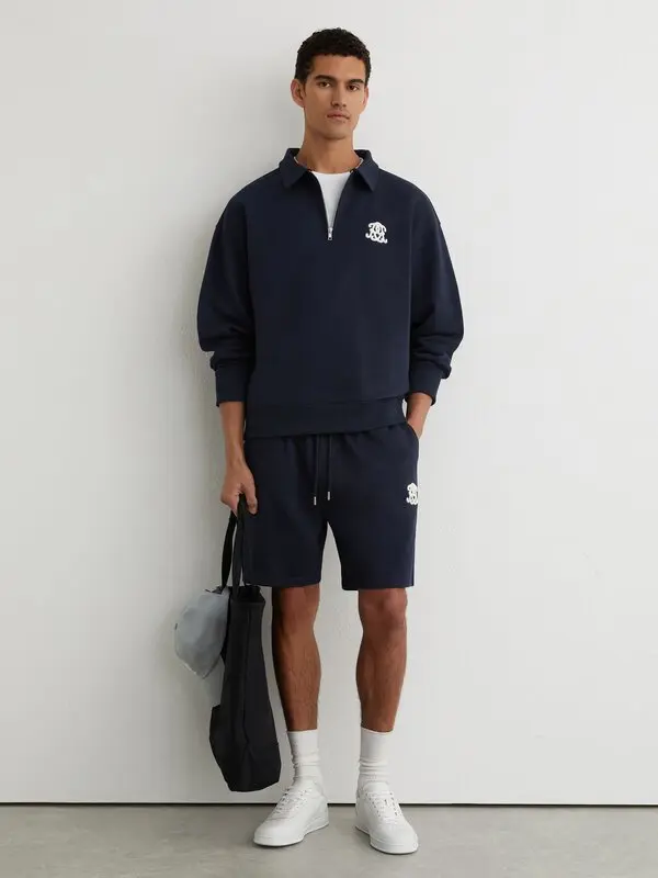 REISS Avi Monogram Relaxed Half-zip Sweatshirt