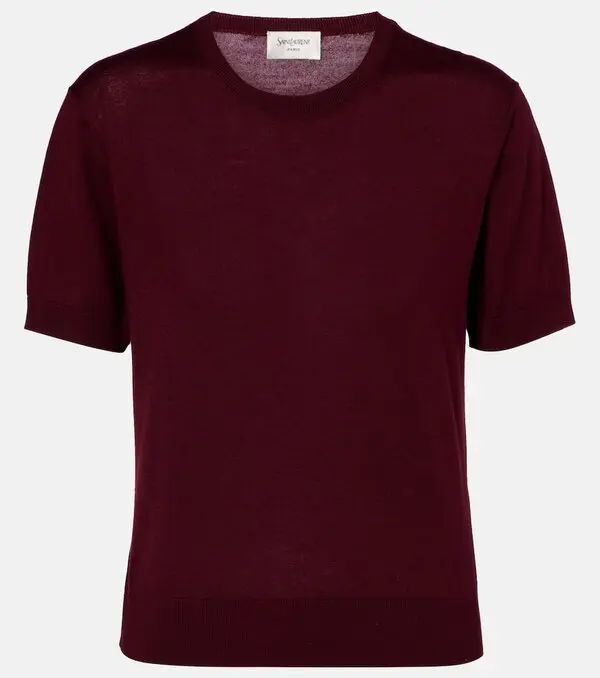 Saint Laurent Wool, Cashmere, And Silk Sweater - Burgundy