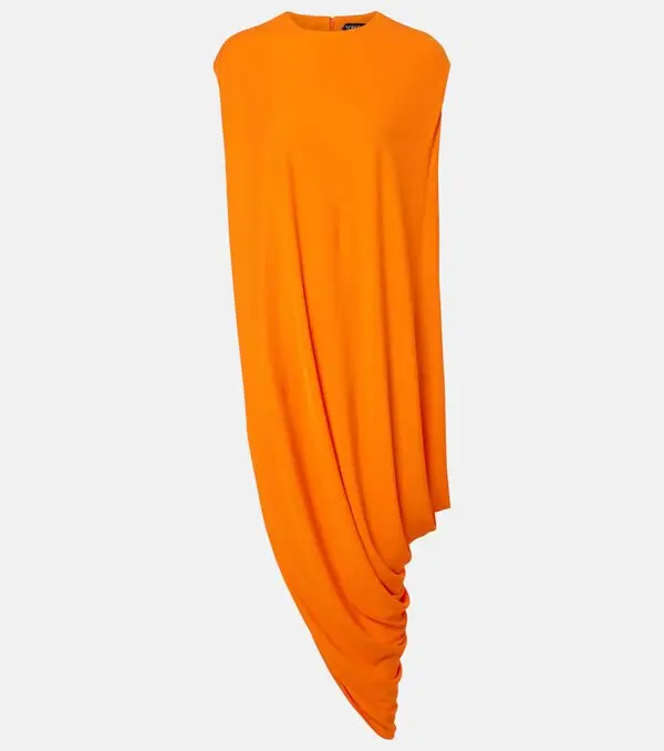 TOM FORD Asymmetric Draped Crêpe Jersey Top - Orange