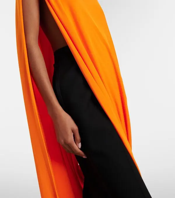 TOM FORD Asymmetric Draped Crêpe Jersey Top - Orange