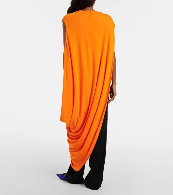 TOM FORD Asymmetric Draped Crêpe Jersey Top - Orange