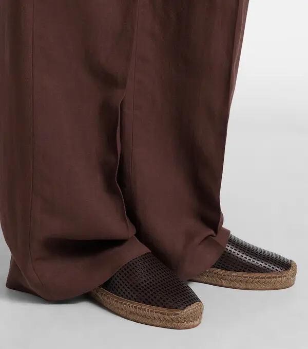 Brunello Cucinelli Monili Leather And Suede Espadrilles