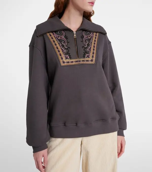 Etro Printed Cotton Half-zip Sweatshirt