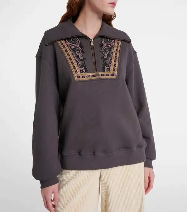 Etro Printed Cotton Half-zip Sweatshirt