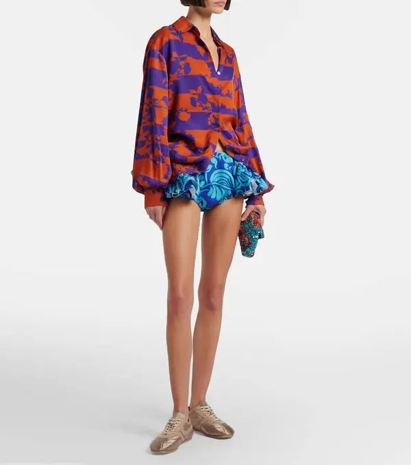 Dries Van Noten Ruffled Printed Shorts