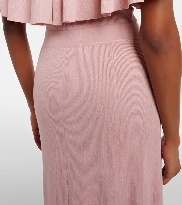 Zimmermann Luna Knitted Pleated Midi Skirt - Pink