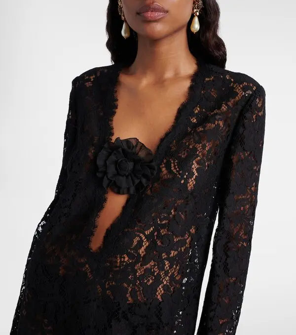 Dolce & Gabbana Floral-appliqué Lace Minidress