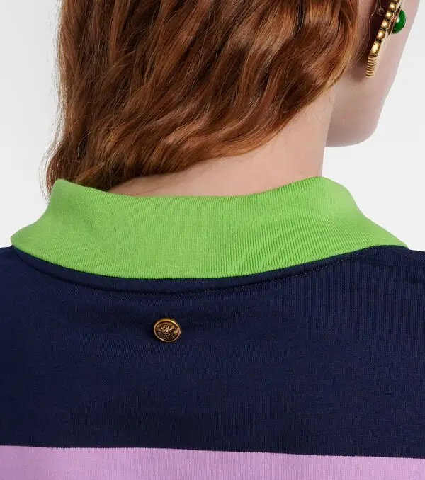Versace Striped Cotton Jersey Polo Sweater