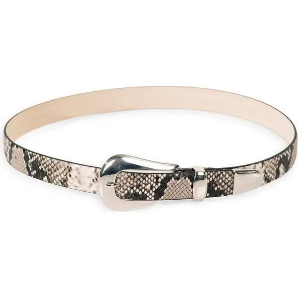 DEHANCHE Colette Snake Embossed Leather Belt - Ivorybrown Snakeskin/silver