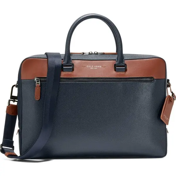 Cole Haan Damon Briefcase - Navy Blazer/new British Tan