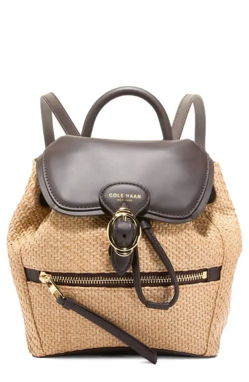 Cole Haan Alexandria Small Backpack - Natural Raffia/dark Chocolate