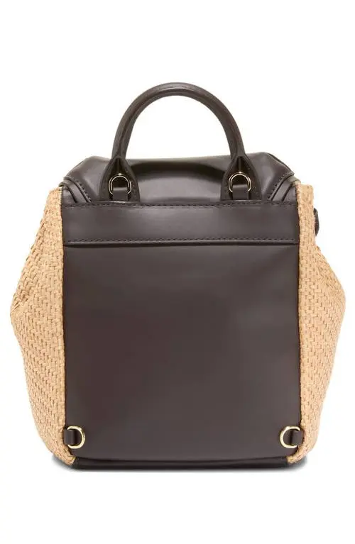 Cole Haan Alexandria Small Backpack - Natural Raffia/dark Chocolate