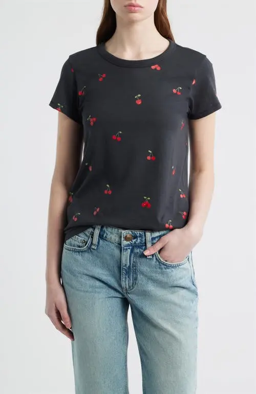 Rag & Bone Cherry Print Cotton T-shirt - Black Multi