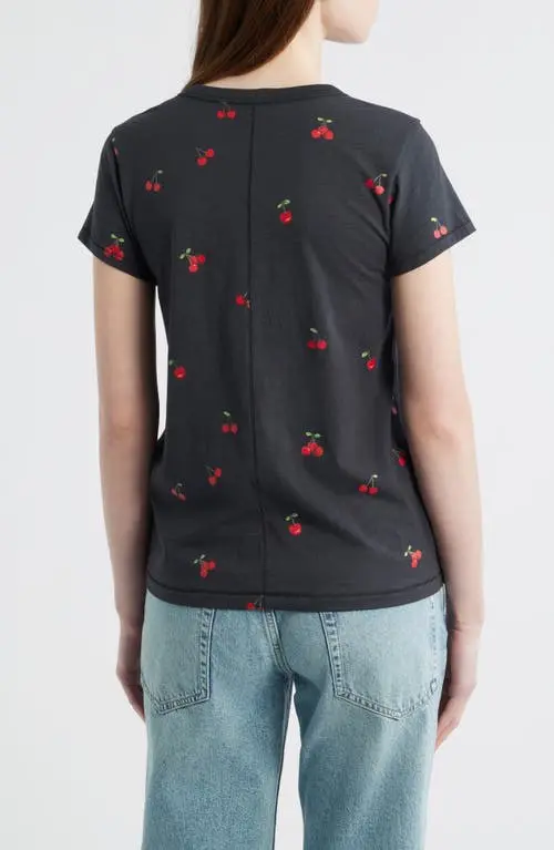 Rag & Bone Cherry Print Cotton T-shirt - Black Multi