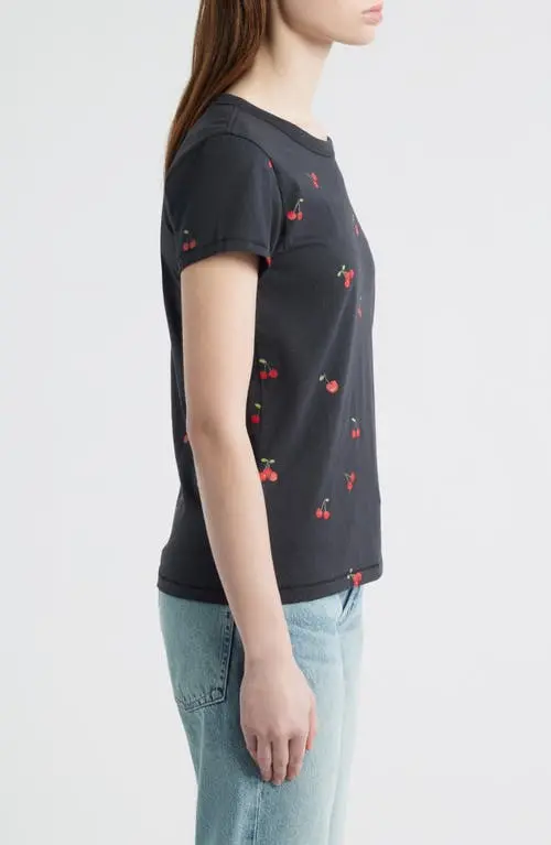Rag & Bone Cherry Print Cotton T-shirt - Black Multi