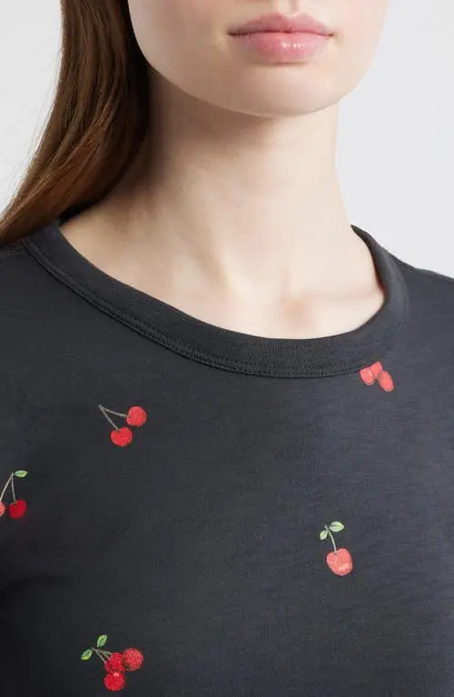 Rag & Bone Cherry Print Cotton T-shirt - Black Multi