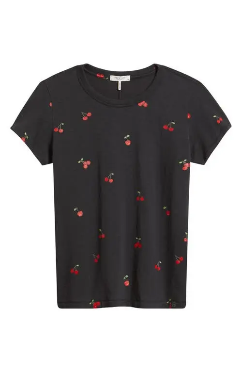 Rag & Bone Cherry Print Cotton T-shirt - Black Multi
