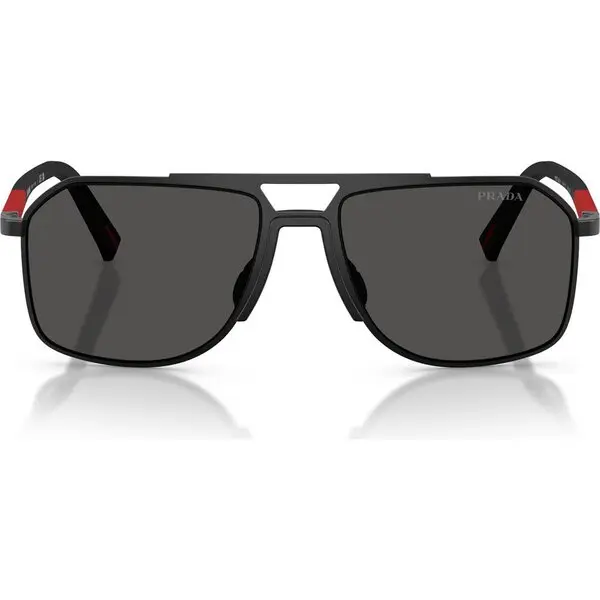 Prada 56mm Pilot Sunglasses - Matte Black/dark Grey