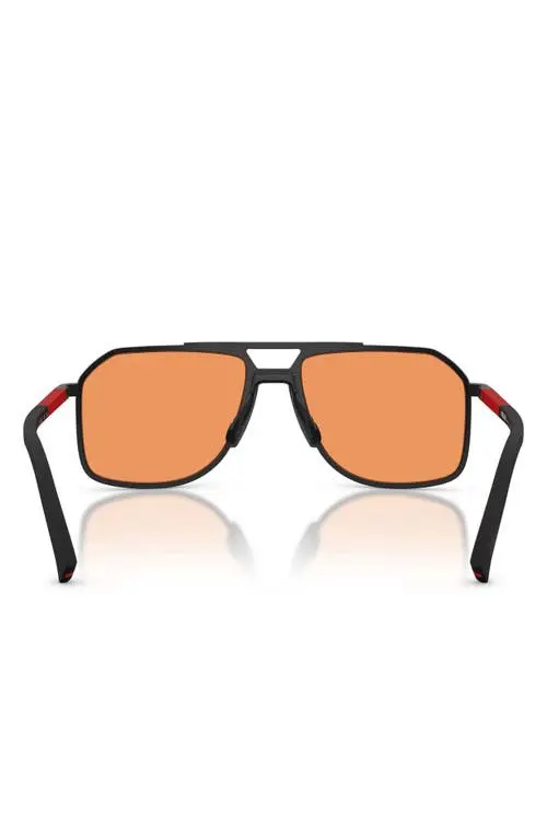 Prada 56mm Pilot Sunglasses - Matte Black/orange