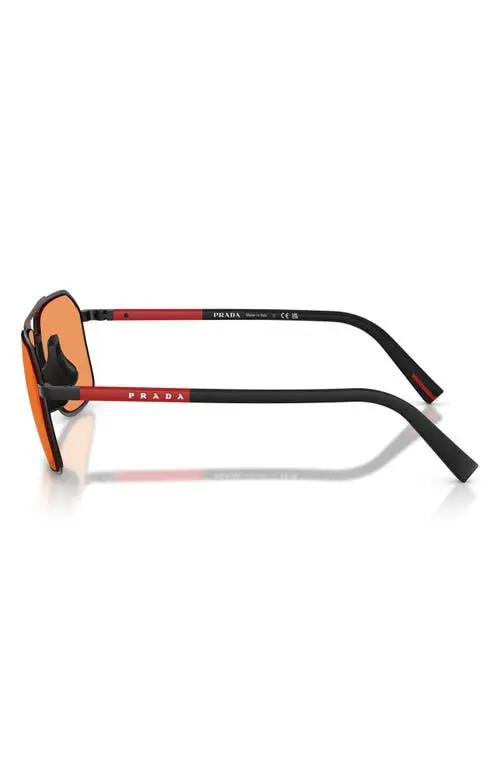 Prada 56mm Pilot Sunglasses - Matte Black/orange