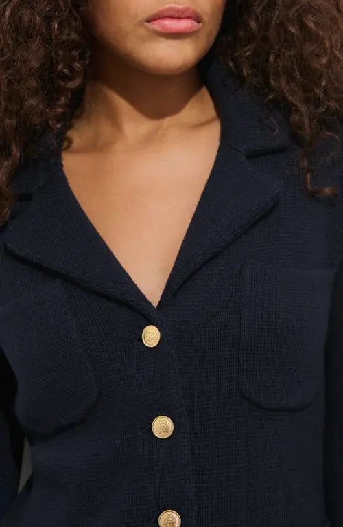 ALEX MILL Notched Collar Cotton And Cashmere Cardigan - Navy