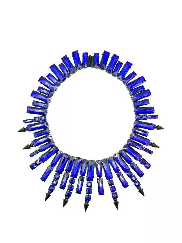 JENNIFER GIBSON JEWELLERY 2000s Petrol- Statement Glass Spike Collar - Blue