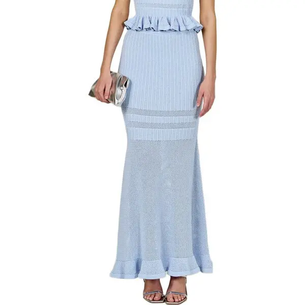 Endless Rose Knit Body-con Maxi Skirt - Powder Blue