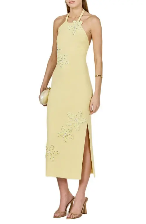 Endless Rose Beaded Flower Halter Midi Dress