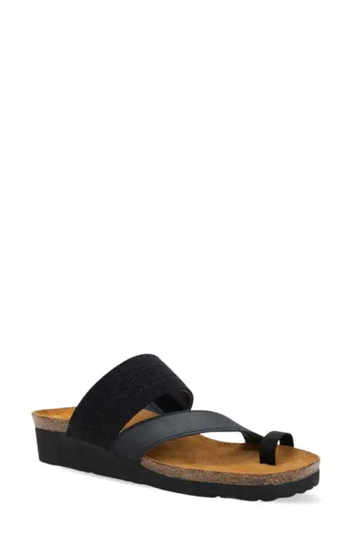 Naot Sia Toe Loop Sandal - Black/black Elastic