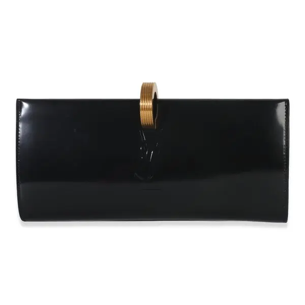 Saint Laurent Brushed Leather Daria Minaudière Clutch - Black