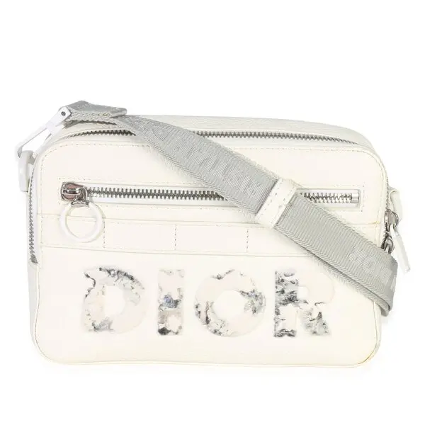 Dior X Daniel Arsham Grained Calfskin Safari Messenger - White