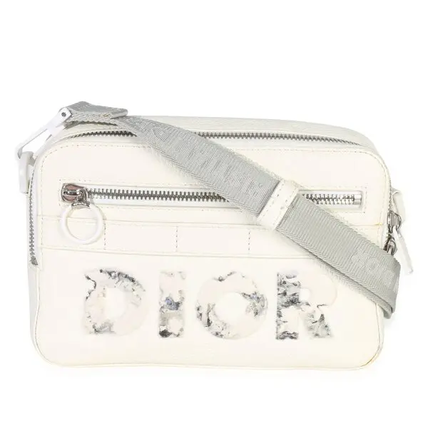 Dior X Daniel Arsham Grained Calfskin Safari Messenger - White